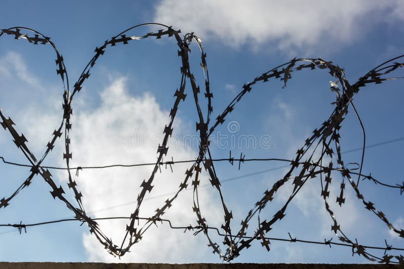 Prison barbed wire. stock image. Image of crime, jail - 73641485