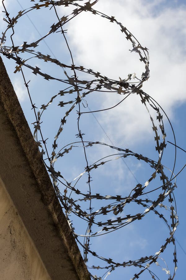 Prison barbed wire. stock image. Image of barbed, crimes - 73642031