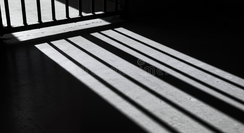 Prison Bars Shadow Abstract Grayscale Image with Linear Light and Dark ...