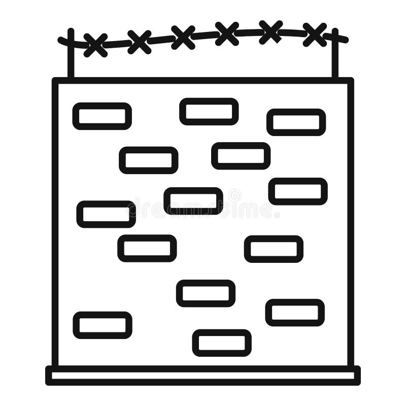 Prison Building Wall Icon, Outline Style Stock Vector - Illustration of ...