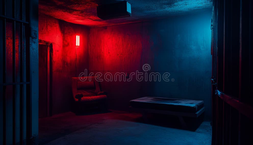 Prison Cell, a Dark Small Room, Cold Colors, a Warm Light Source in a ...