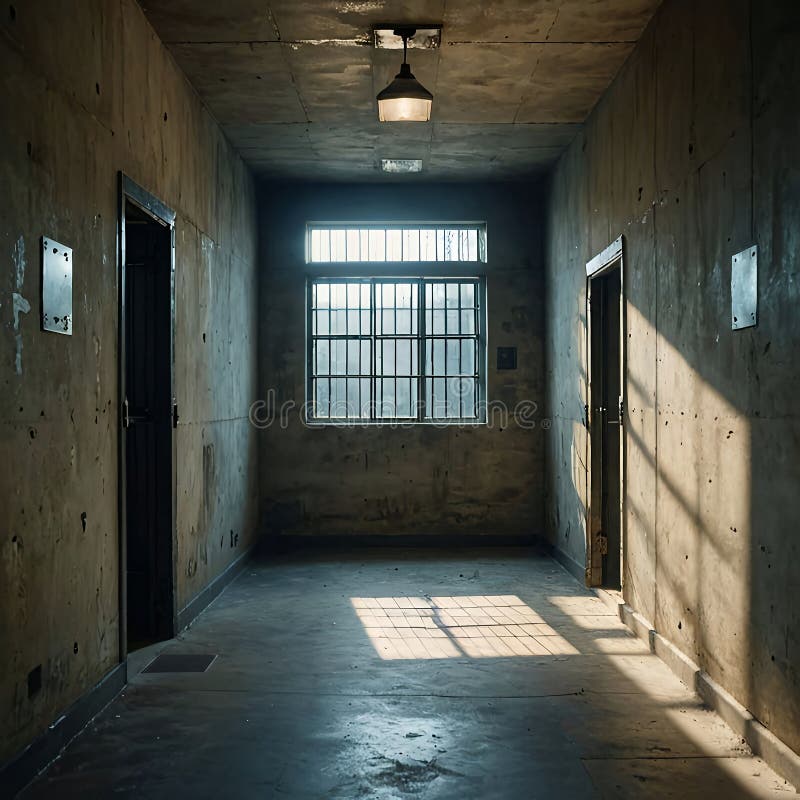 PRISON CELL INTERIOR with TWO METAL DOORS Stock Illustration ...
