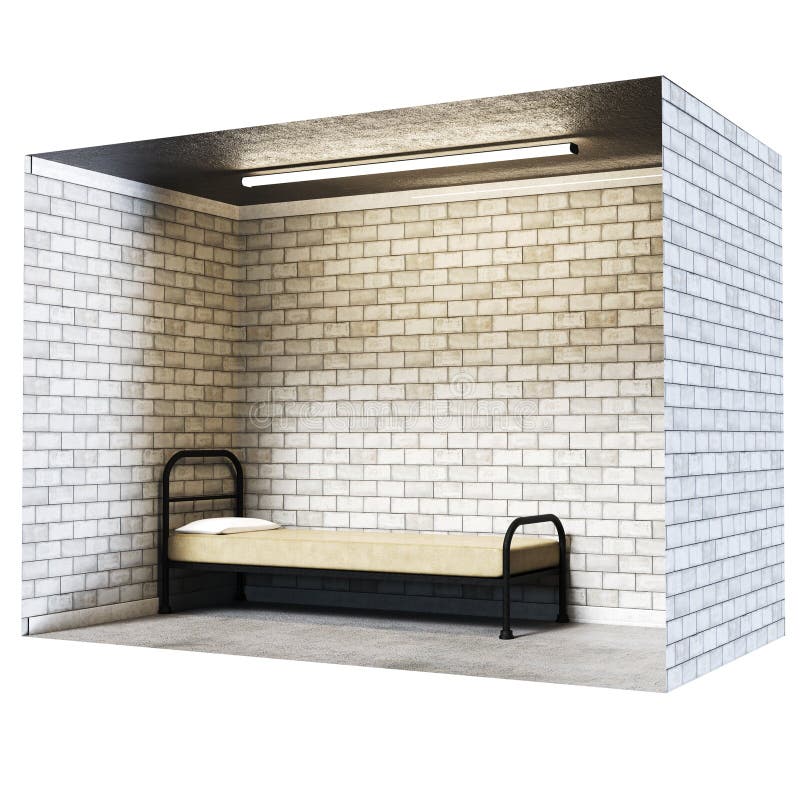 Prison Cell Interior Room with Bed, 3D Illustration, 3D Rendering Stock ...