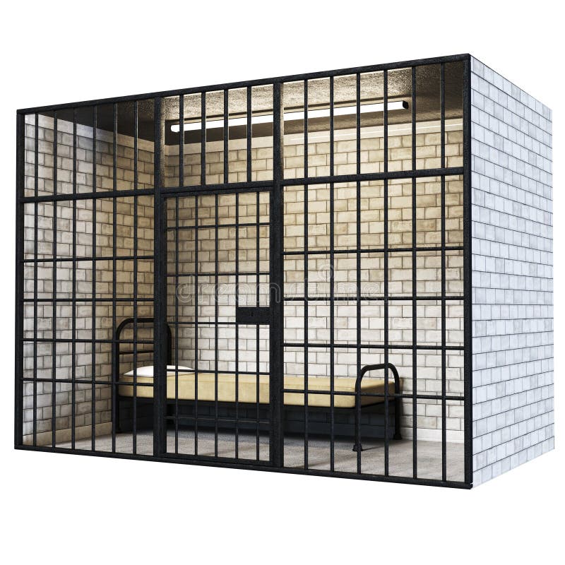 Prison Cell Interior Room with Bed, 3D Illustration, 3D Rendering Stock ...