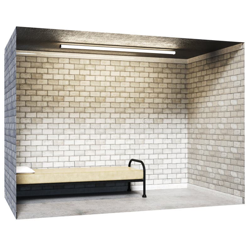 Prison Cell Interior Room with Bed, 3D Illustration, 3D Rendering Stock ...