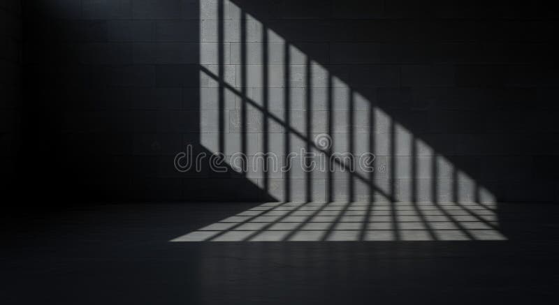 Prison Cell Interior with Shadows of Bars Creating a Jail, Darkness ...
