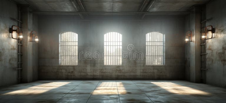 A Prison Cell with Light Shining through the Windows Stock Photo ...