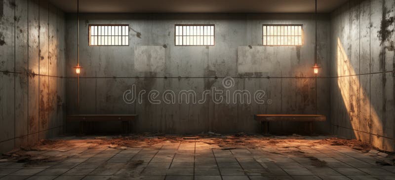 A Prison Cell with Light Shining through the Windows Stock Photo ...