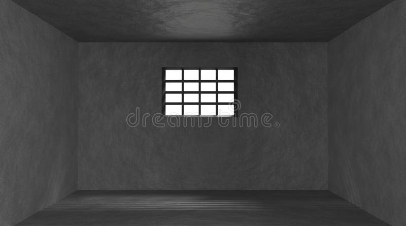 Prison Cell with Metal Bars on Window 3d Render. Realistic Interior of ...