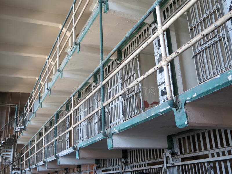 Prison Cell Block with Cells on One Side. Stock Photo - Image of ...