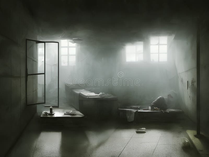 Prison Cell Scene AI Generative Art Misty Stock Illustration ...