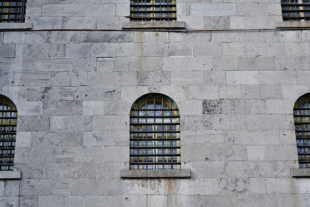 Prison cell windows stock photo. Image of québec, facade - 246337814
