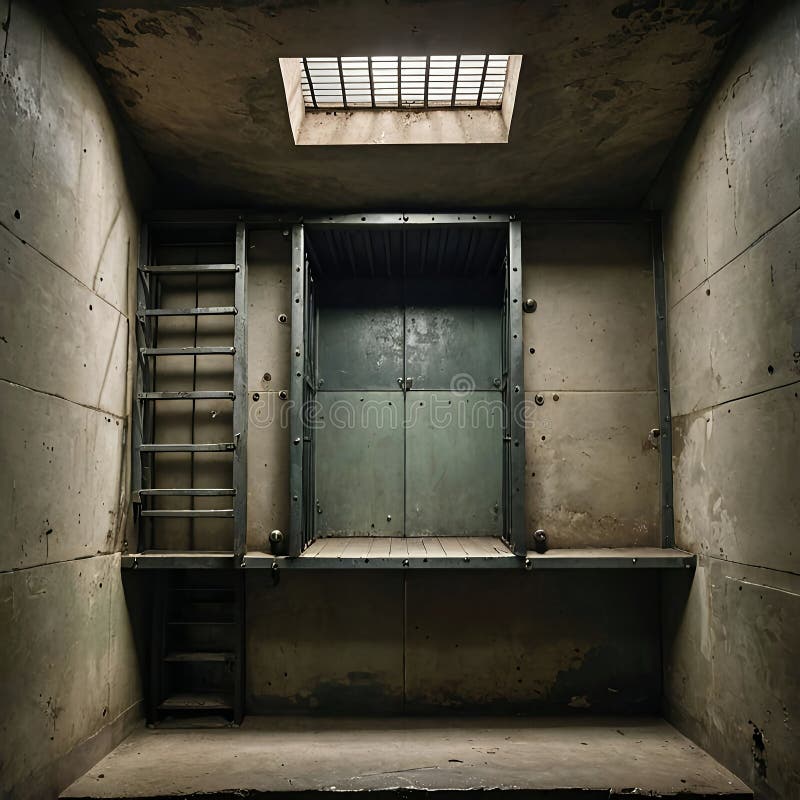 PRISON CELLS INTERIOR with METAL DOORS and SKY LIGHT Stock Illustration ...