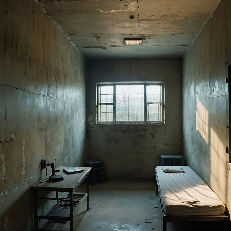 PRISON CELLS INTERIOR with ONE BED and ONE TABLE Stock Illustration ...