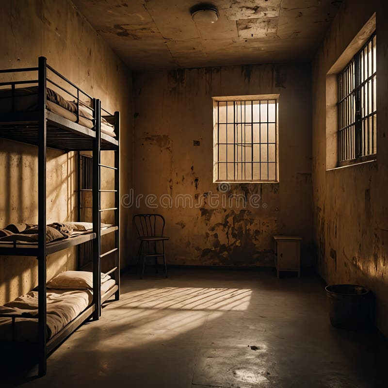 PRISON CELLS INTERIOR with THREE TIERS BED Stock Illustration ...
