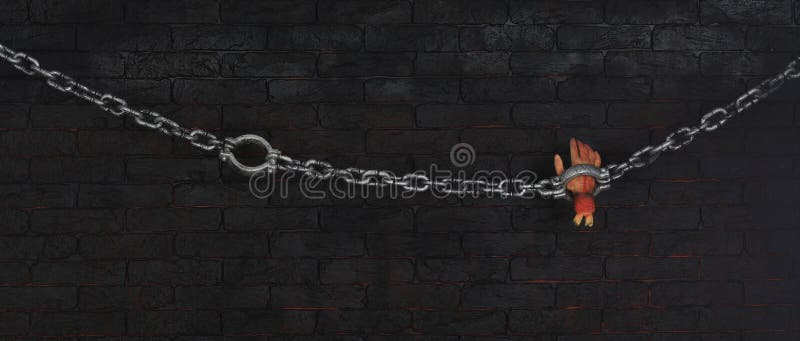 Prison Chains on Black Brick Wall Stock Photo - Image of chains ...