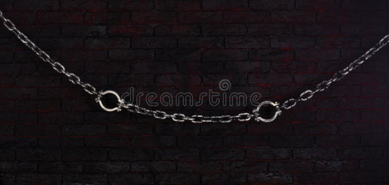 Prison Chains on Black Brick Wall Stock Photo - Image of bondage ...