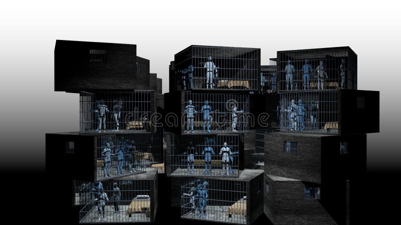 Prison Concept with Dark Messy Cell Blocks Stock Illustration ...
