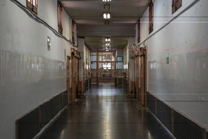 Prison Corridor with Checkpoint in the End Stock Photo - Image of ...