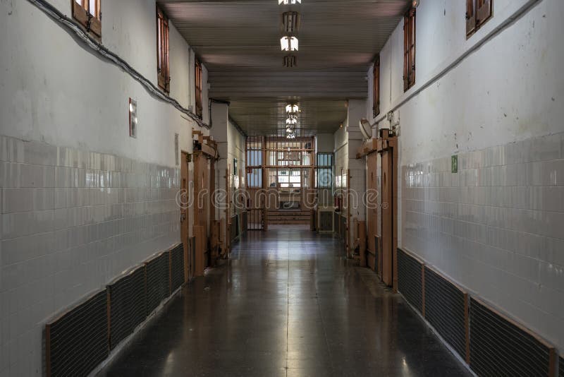 Prison Corridor with Checkpoint in the End Stock Photo - Image of city ...