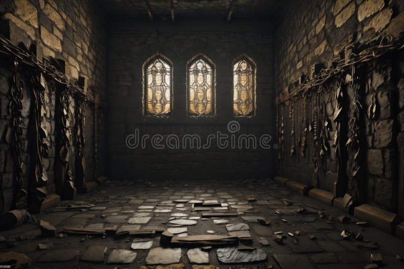 Indoors. Medieval Gothic Room Background Stock Illustration ...