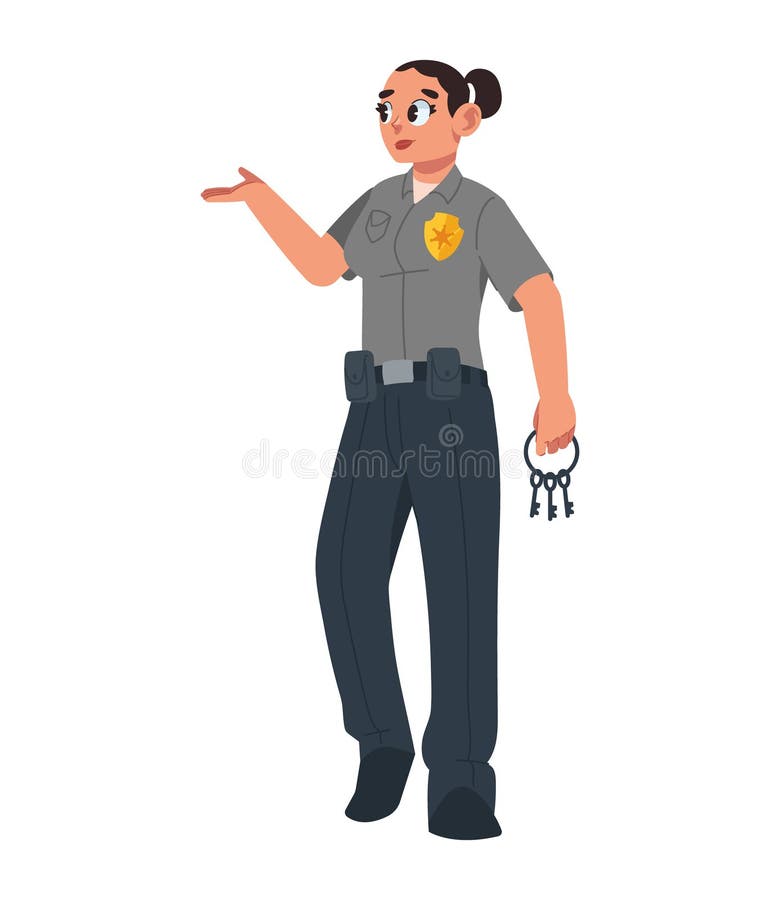 Prison Guard Female with Keys Stock Vector - Illustration of lock, woman: 353643939