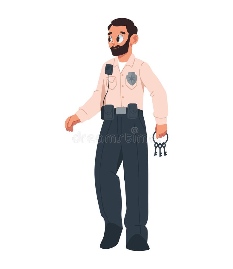 Prison guard with keys stock illustration. Illustration of safety ...