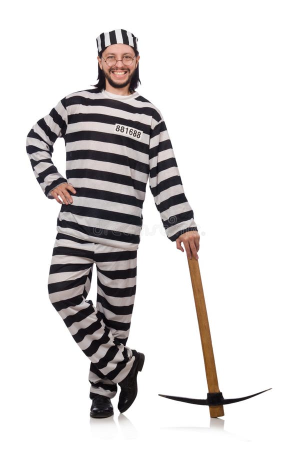 Prison Inmate with Axe Isolated on White Stock Image - Image of comic ...