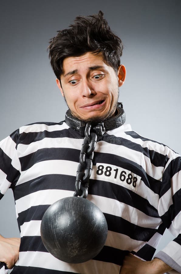 Prison inmate in funny stock photo. Image of cuffs, chain - 47819006