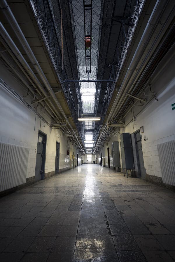 Prison Inside Interior with Sunlight Lighting through Window on Black ...