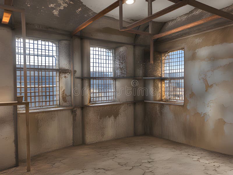 Modern Prison Interior with Empty Room. Empty Prison Interior Stock ...