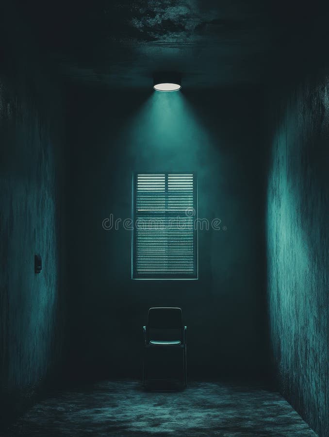 Prison Interrogation Cell with Isolation, a Single Chair in Emptiness ...