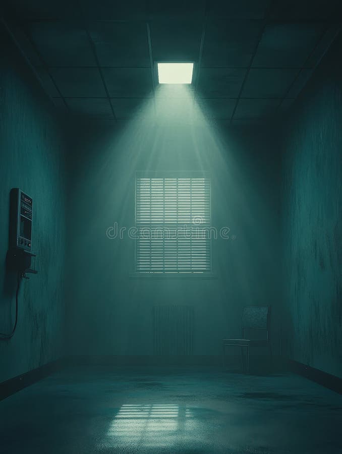 Prison Interrogation Cell with Isolation, a Single Chair in Emptiness ...