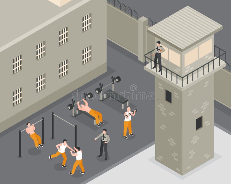 Prison Isometric Set stock vector. Illustration of accusatory - 157689674