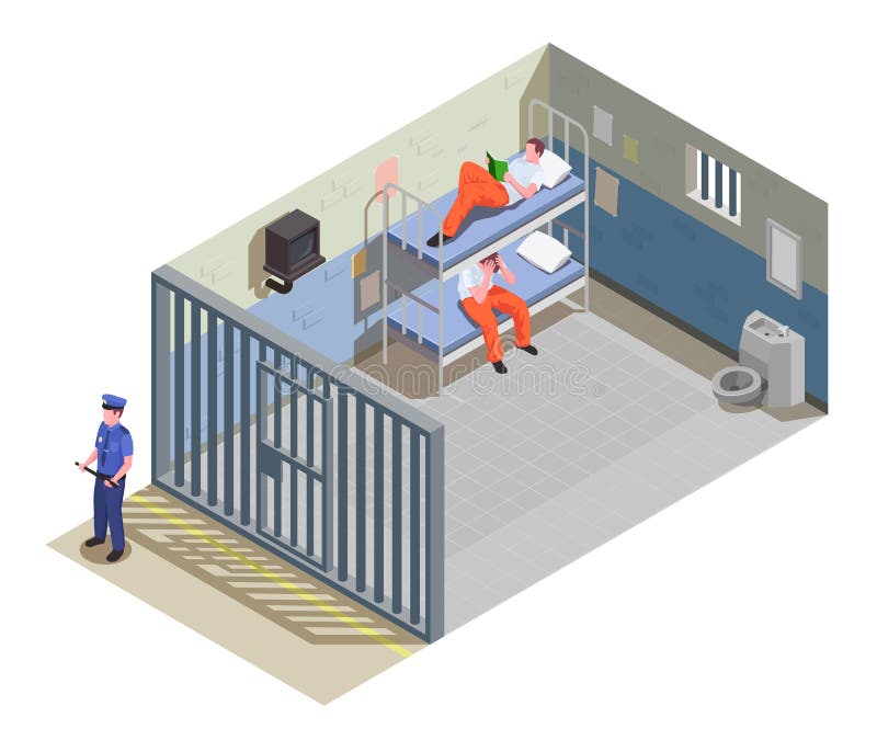 Prison Jail Isometric Composition Stock Vector - Illustration of ...