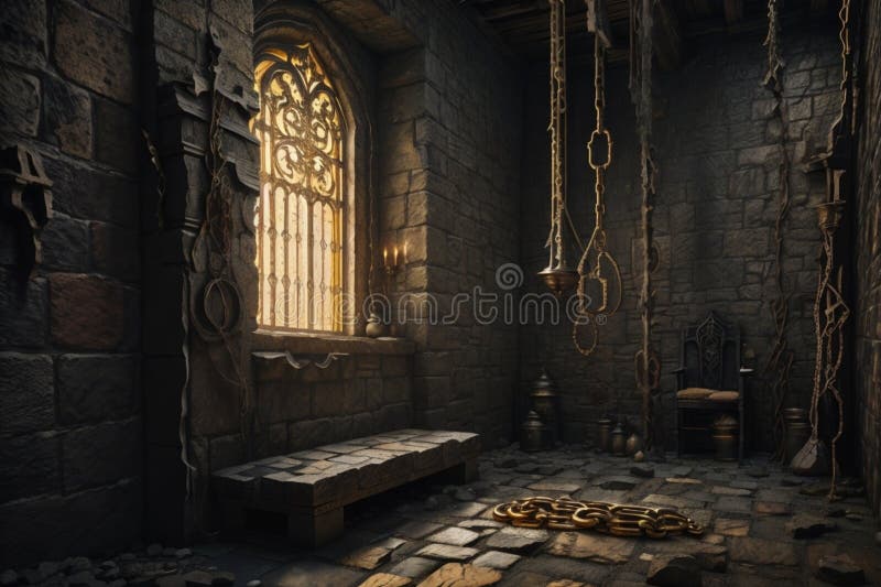 Indoors. Medieval Gothic Room Background Stock Illustration ...