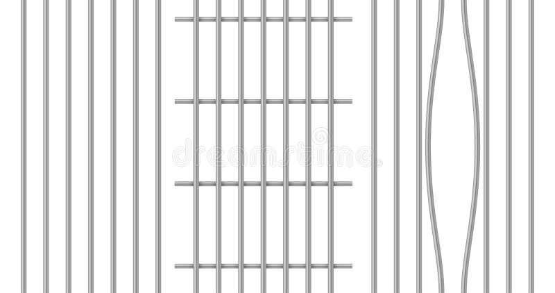 Prison Metal Bars Vertical Squared and Bent for Escape Set Realistic ...
