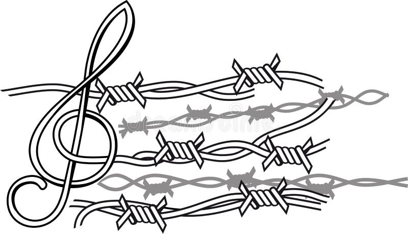 Musical Clef Tearing Barbed Wire Stock Vector - Illustration of ...