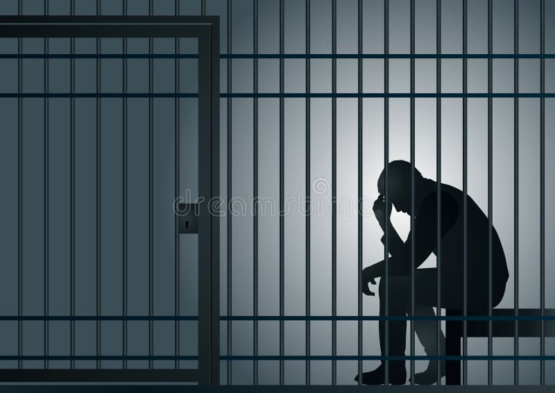 Symbol of the Incarceration of a Criminal with a Man Imprisoned in a ...