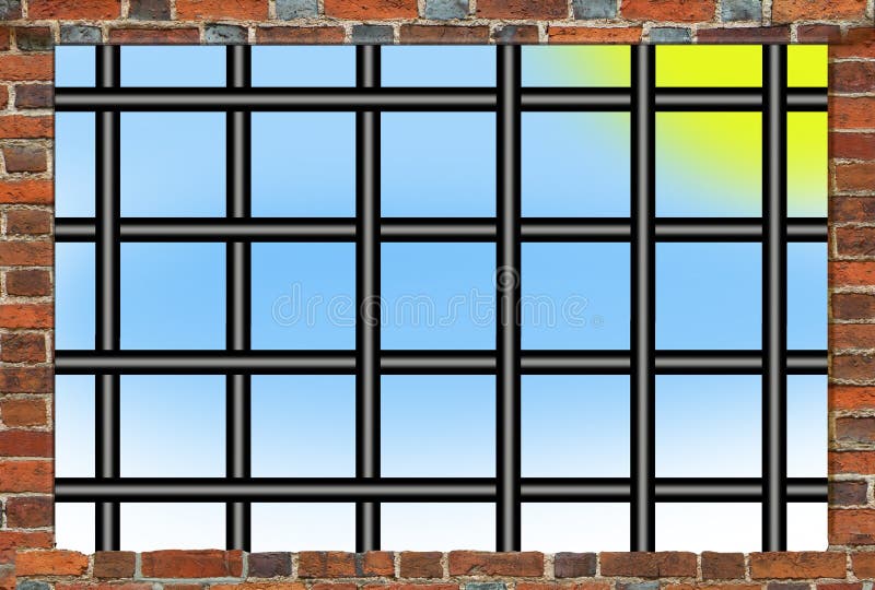 Prison S Bars and Wall from Brick Stock Illustration - Illustration of ...