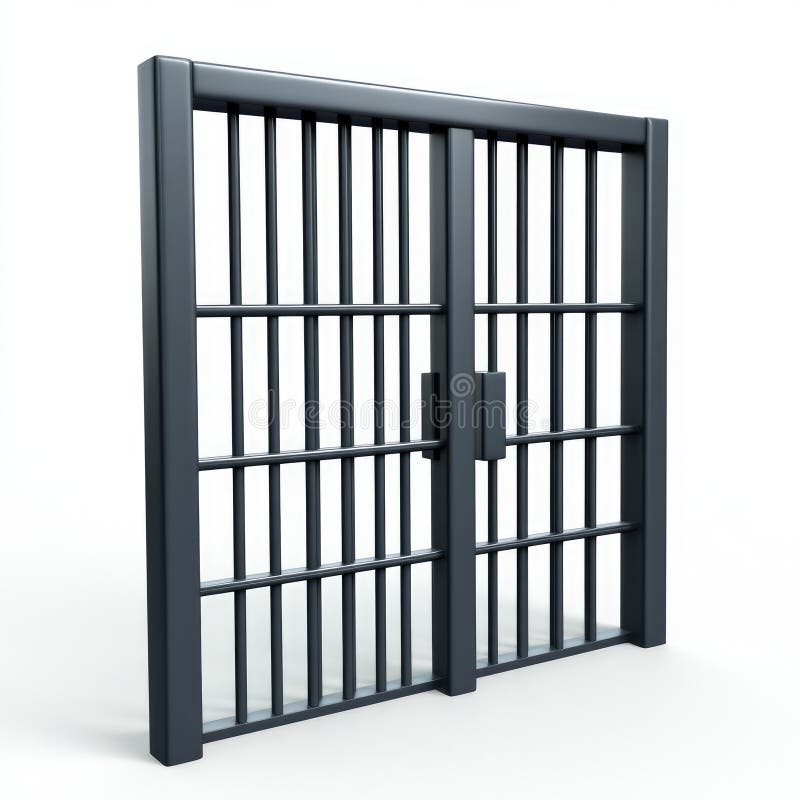 **Title:** Steel Prison Bars Gate, Metal Jail Cell Door, Security Fence, Confinement Concept ...