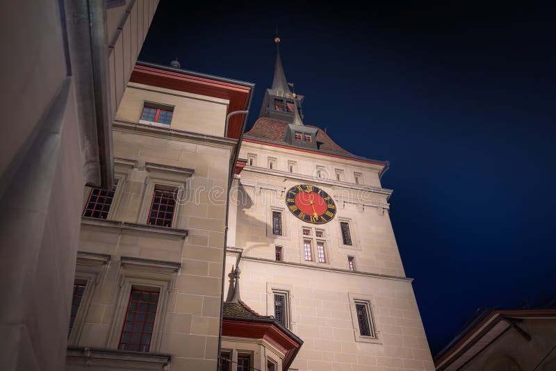 Prison Tower at Night - Kafigturm - Bern, Switzerland Stock Image ...