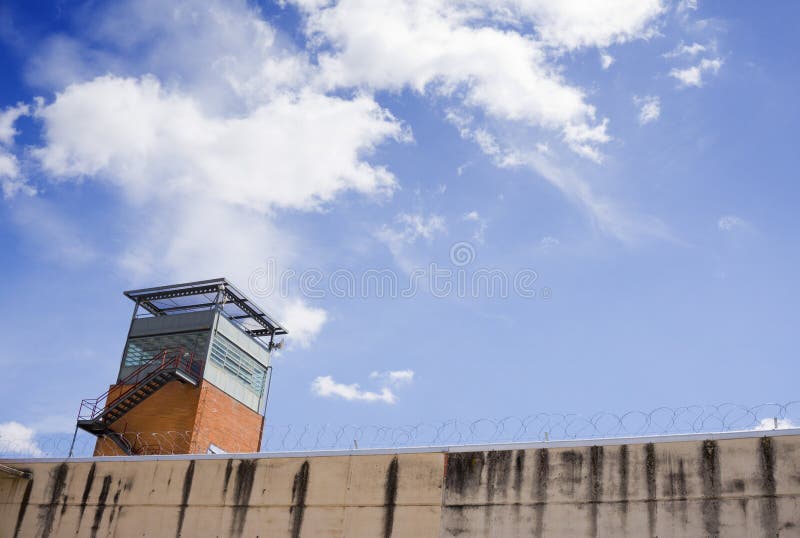 HDR Prison, Tower and Barbed Wire Stock Image - Image of prison ...