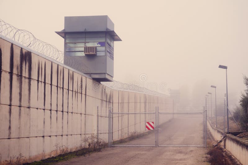 HDR Prison, Tower and Barbed Wire Stock Image - Image of prison ...