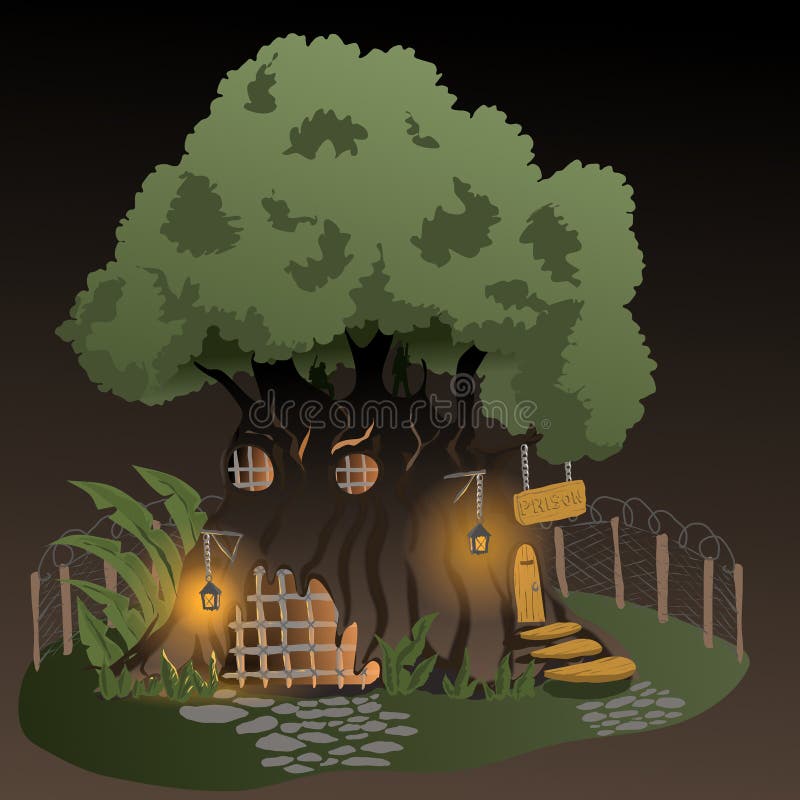Prison Huge Tree a Woodland House in the Hollow of Which There is a ...