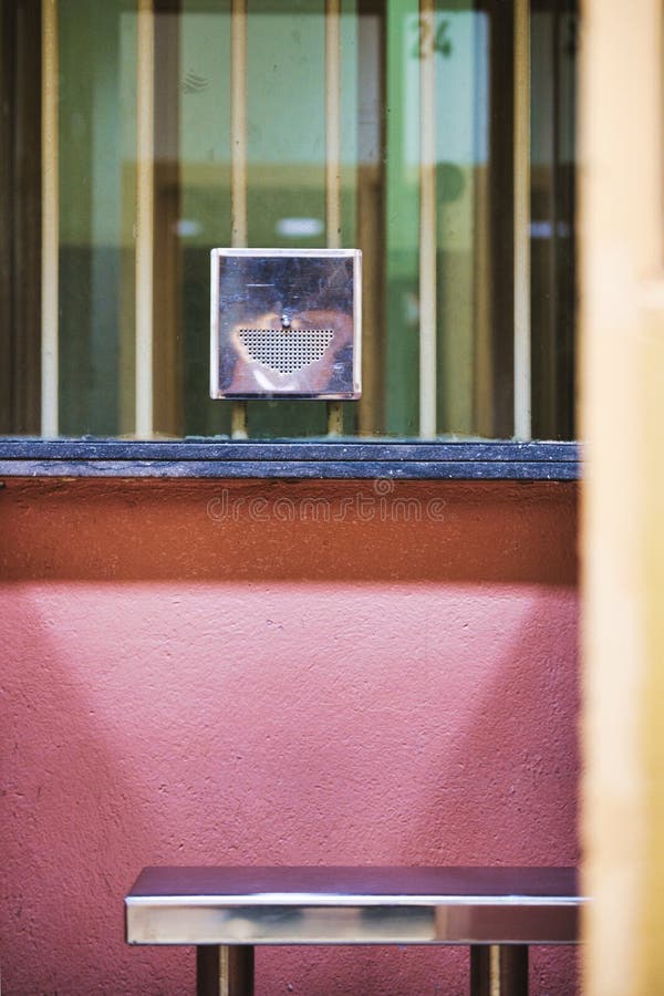 Prison Visiting Room with Secure Glass and Intercom System Stock Photo ...