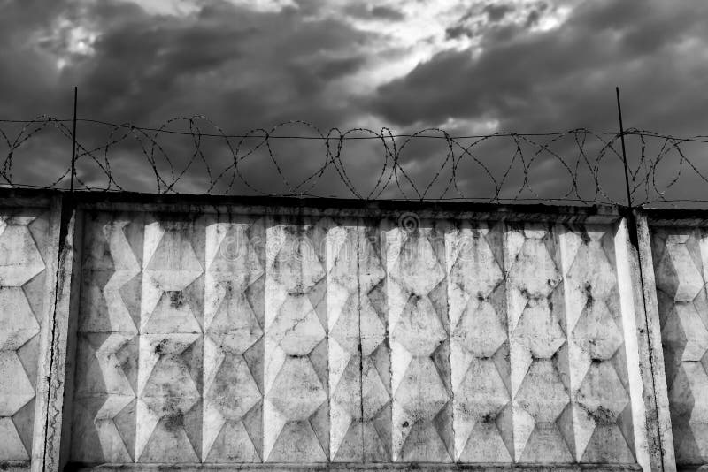 Prison Wall with Barbed Wire. Law. Crime Stock Photo - Image of group ...