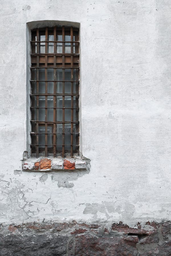 Prison window with bars stock image. Image of background - 156023473