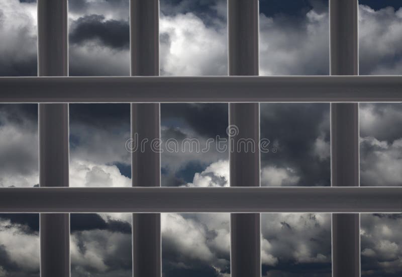 Prison Window Cell and Cloudy Sky Stock Illustration - Illustration of ...