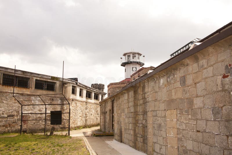 Prison Yard and Guard Tower Stock Image - Image of ghost, abandoned ...